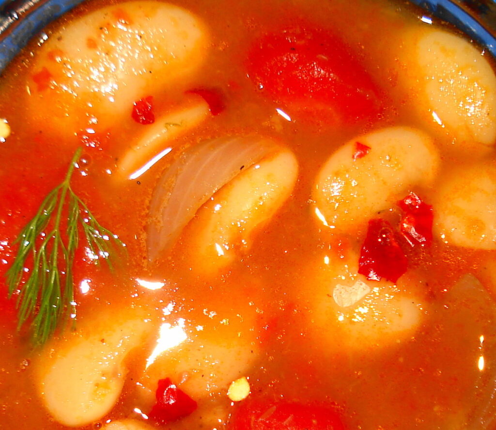 Fasolia - Greek Fava Or Broad Beans With Tomato And Herbs